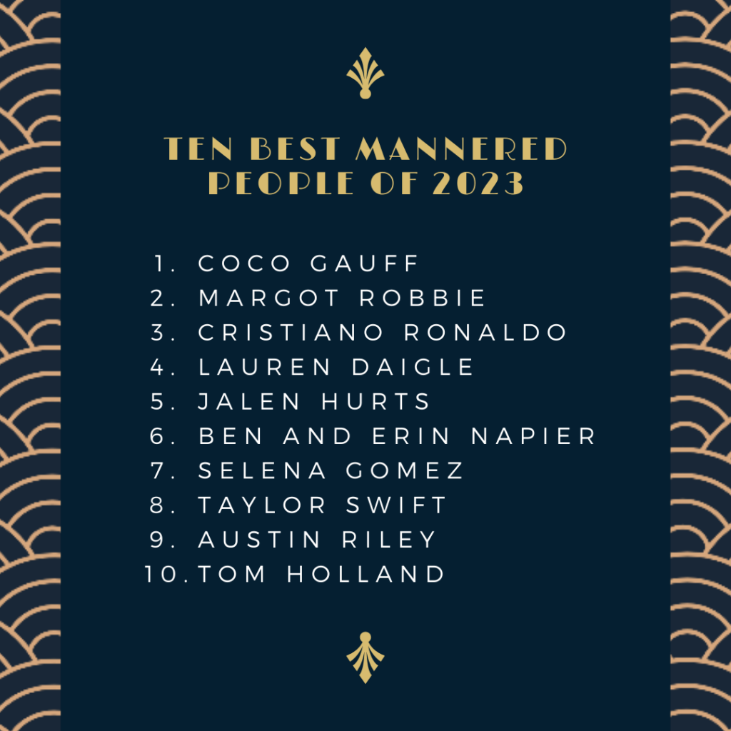 NLJC NAMES TEN BEST- MANNERED PEOPLE OF 2023 – Wall Street Call